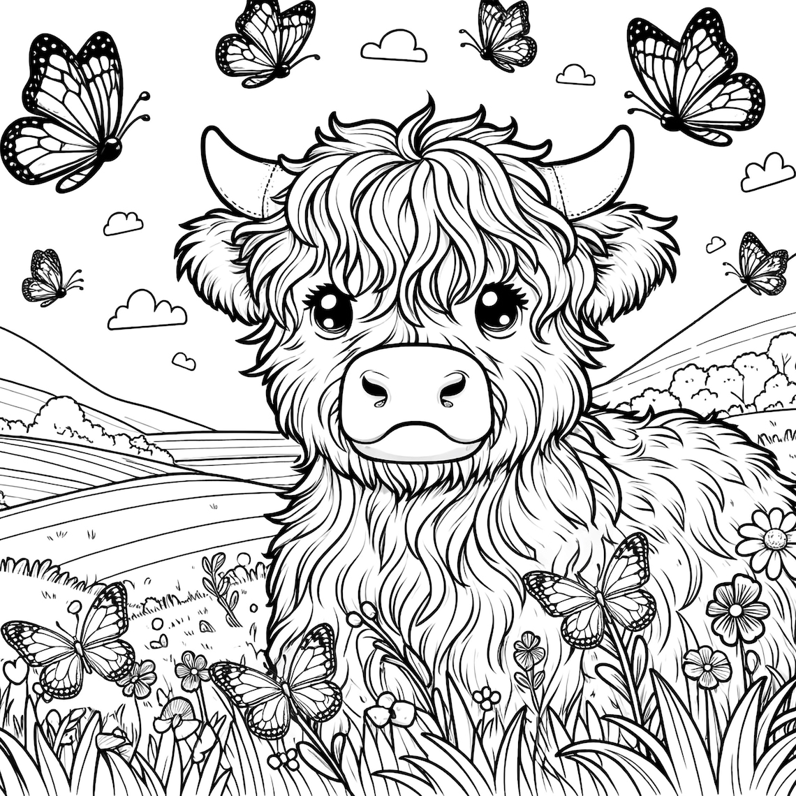 5 Highland Cow Coloring Pages, Cow Coloring Pages, Highland Cows, Cute ...