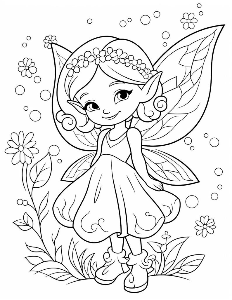5 Fairy Coloring Pages, Enchanted Fairy Coloring Page, Fantasy Fairy ...