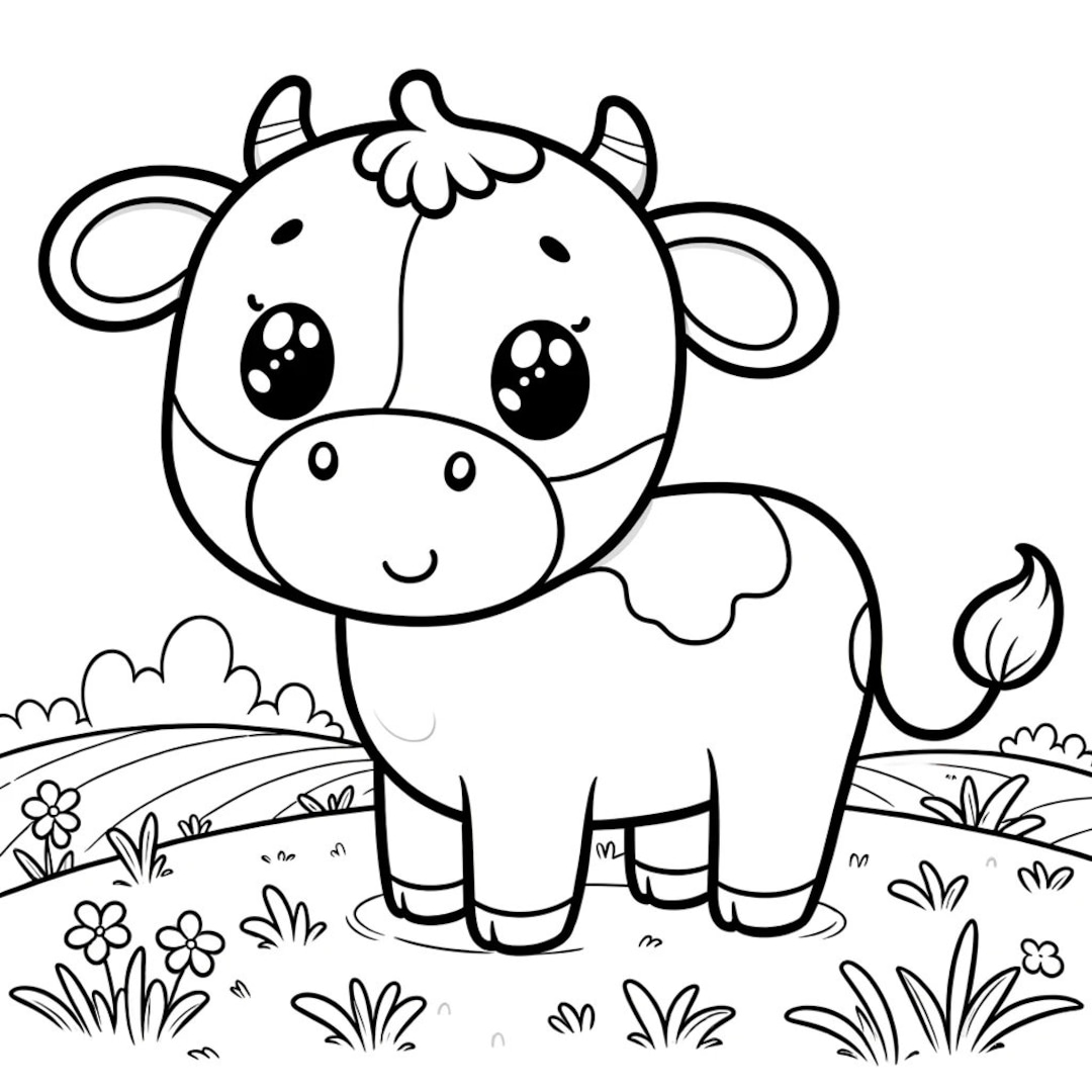 5 Cow Coloring Page- Animal Coloring Page, Farm Coloring Pages Digital ...