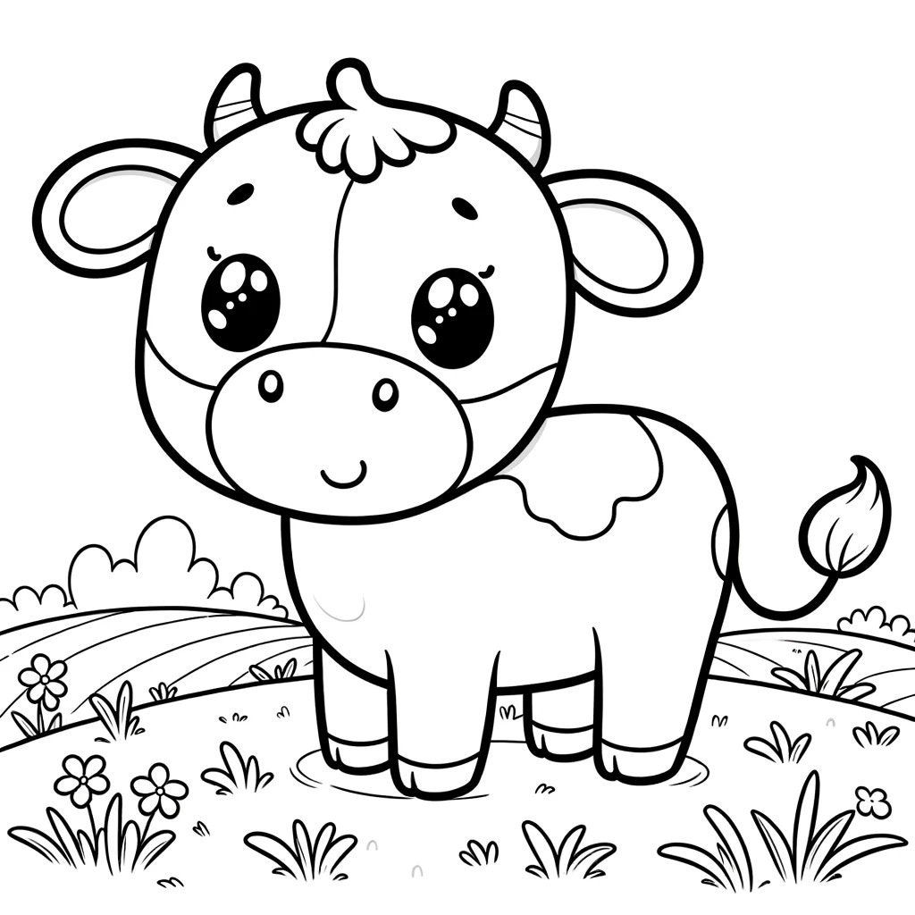 5 Cow Coloring Page- Animal Coloring Page, Farm Coloring Pages Digital ...