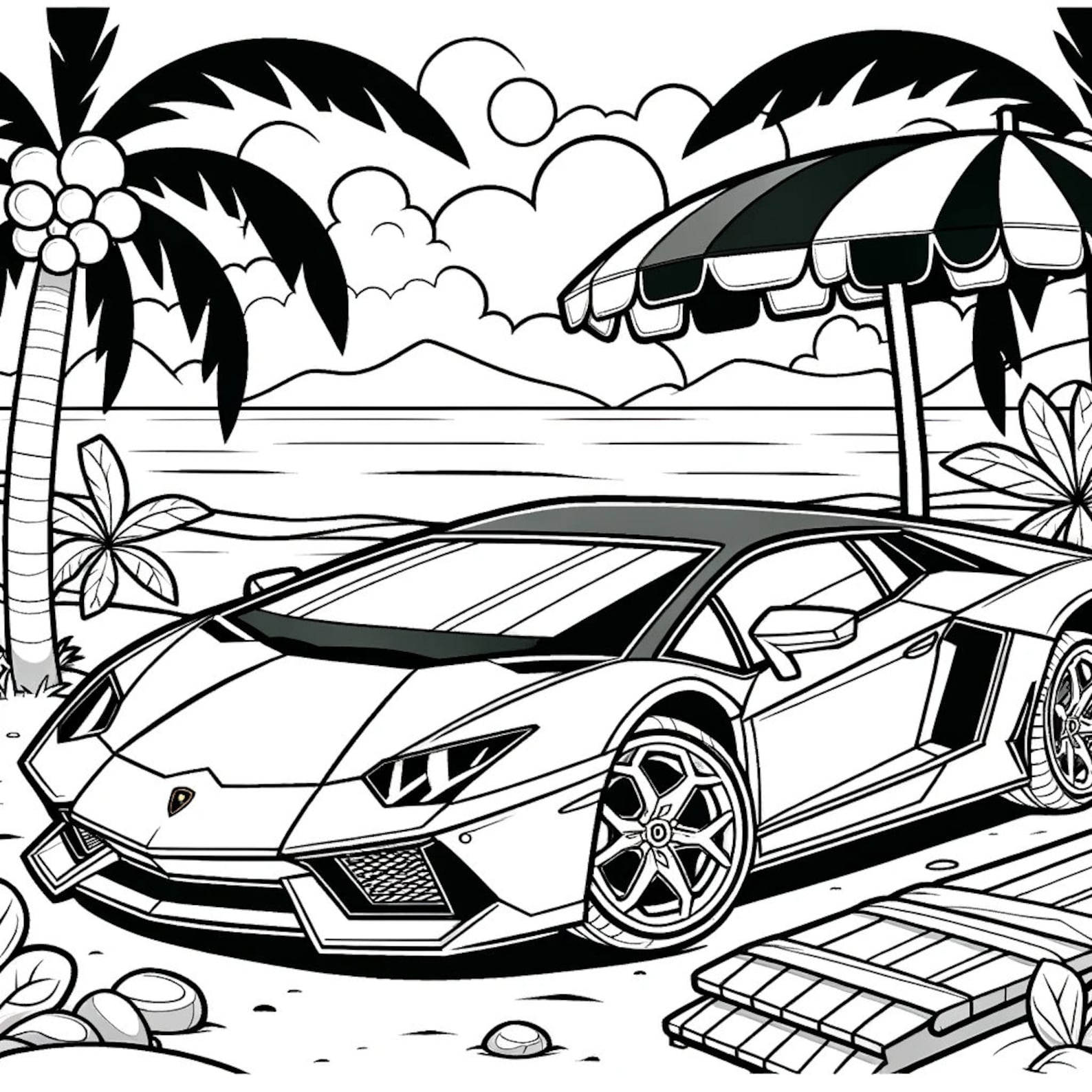 5 Car Coloring Pages, Car Coloring Pages, Cool Car Coloring Pages. - Etsy