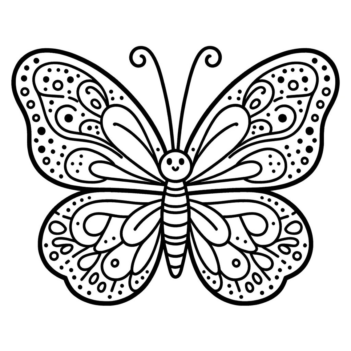 5 Butterfly Coloring Pages. Beautiful Black and White Butterfly Digital ...