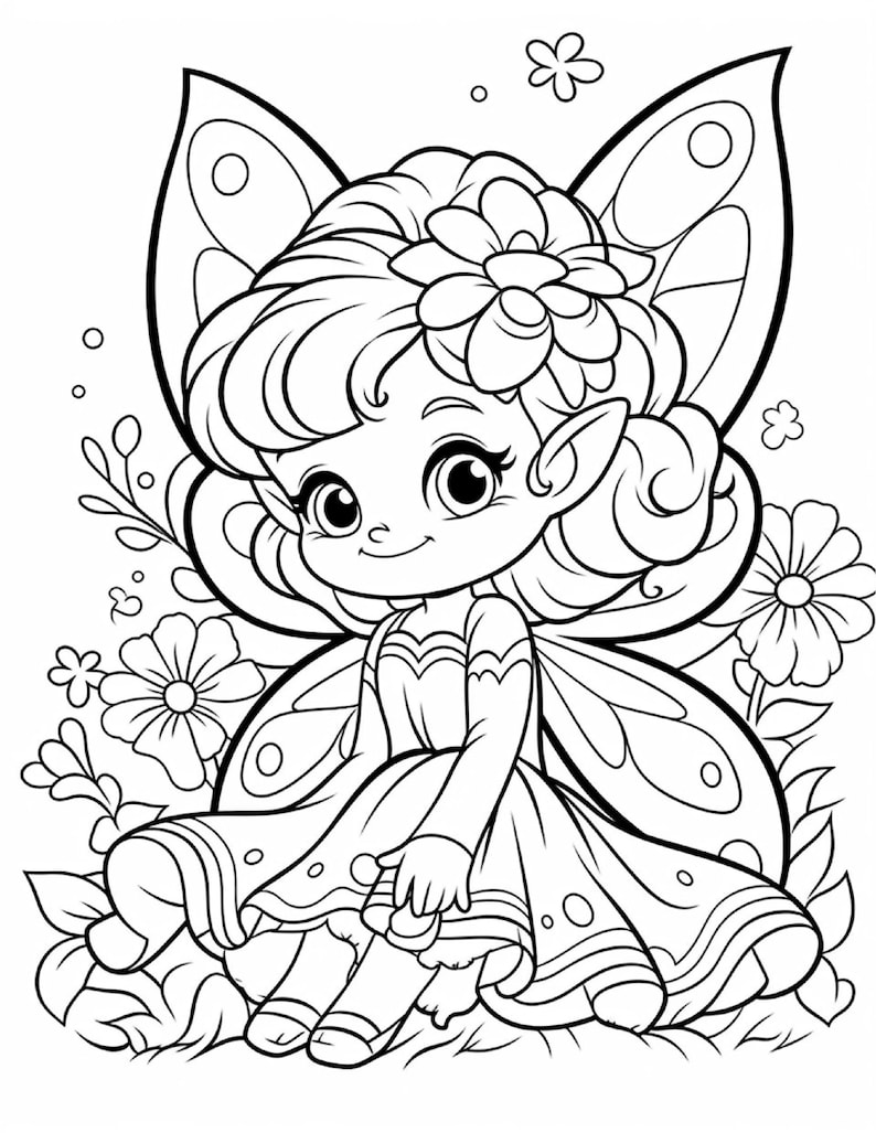 5 Fairy Coloring Pages, Enchanted Fairy Coloring Page, Fantasy Fairy ...