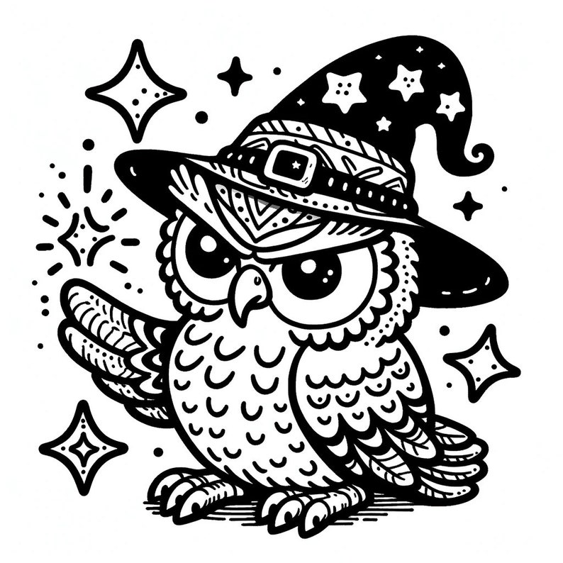 5 Owl Coloring Page, Whimsical Owl, Owl Art, Animal Coloring, Fantasy ...