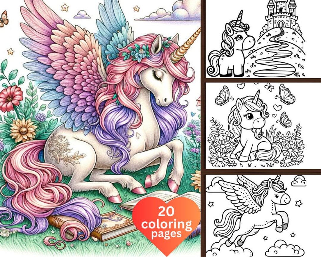 20 Cute Enchanted Unicorn Coloring Pages, Mystical Animal Coloring ...