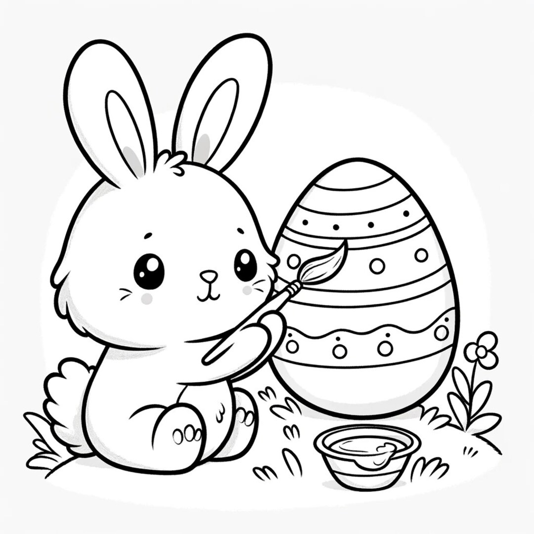 5 Easter Coloring Pages, Easter Coloring Bundle, Easter Bunny Coloring ...