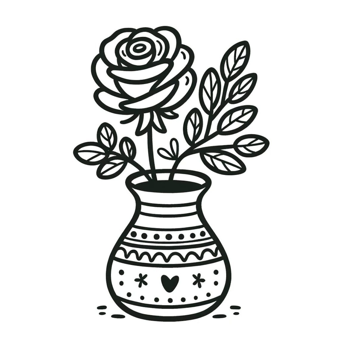 5 Rose Coloring Pages, Valentines Day Coloring, Flower Coloring Page ...
