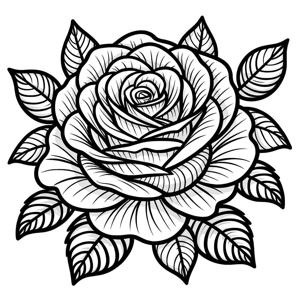 5 Rose Coloring Pages, Valentines Day Coloring, Flower Coloring Page ...