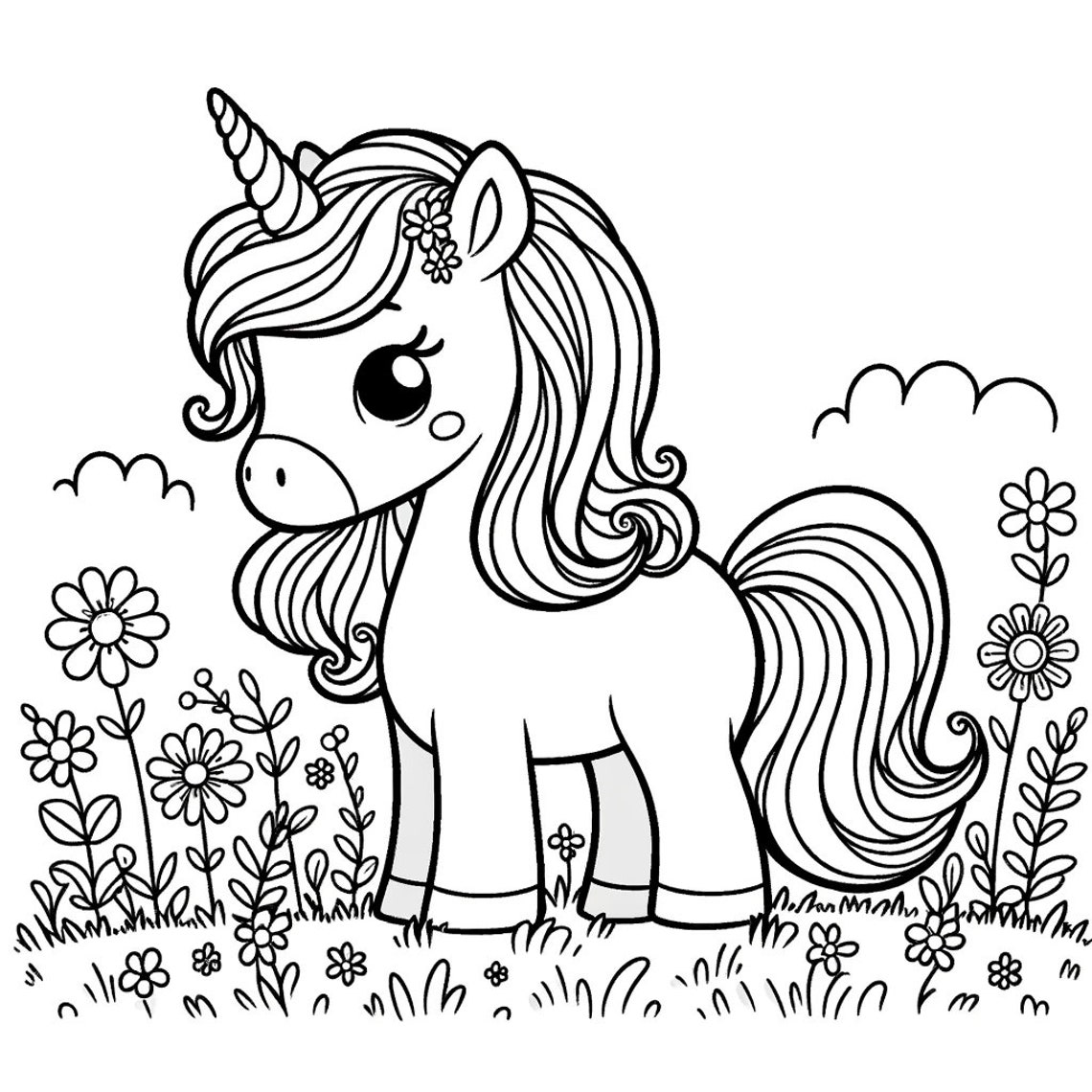 5 Cute Enchanted Unicorn Coloring Pages, Mystical Animal Coloring ...