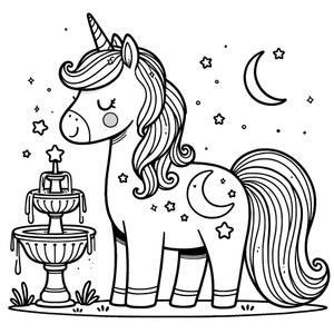 5 Cute Enchanted Unicorn Coloring Pages, Mystical Animal Coloring ...