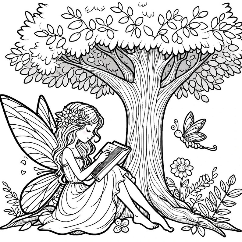 5 Fairy Coloring Pages, Enchanted Fairy Coloring Page, Fantasy Fairy ...