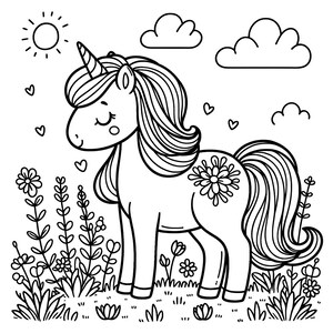 5 Cute Enchanted Unicorn Coloring Pages, Mystical Animal Coloring ...