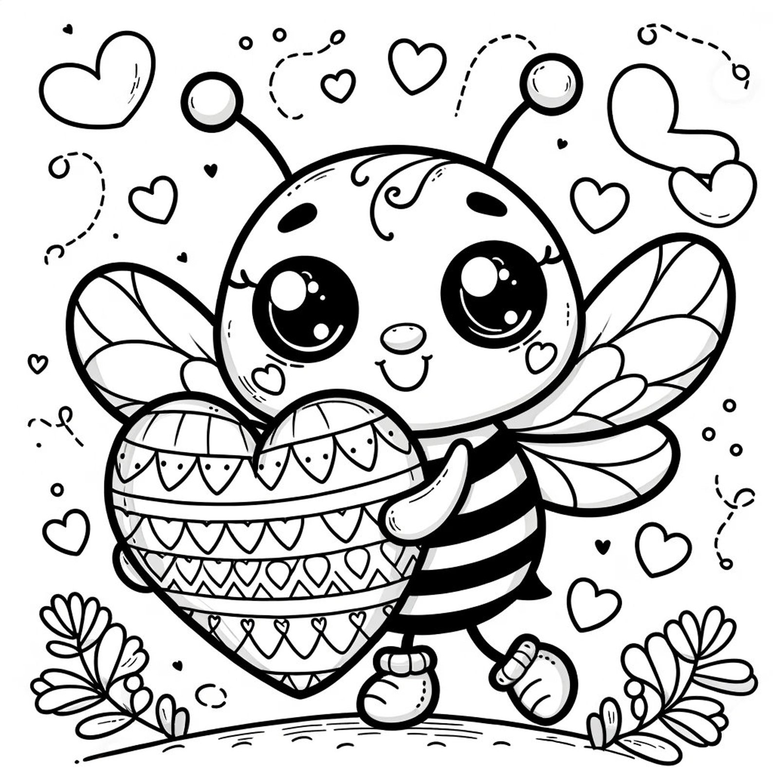 5 Valentines Day Coloring Pages, 5 Cute Love Coloring Pages, Cute Kids ...