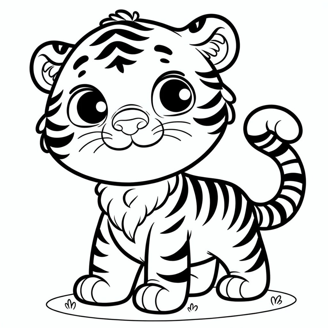 5 Tiger Coloring Pages, 5 Cute Tiger Coloring Pages, Baby Tiger ...