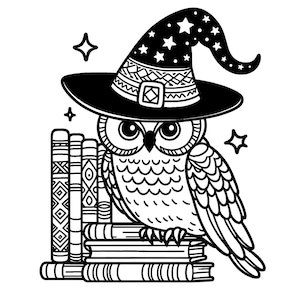 5 Owl Coloring Page, Whimsical Owl, Owl Art, Animal Coloring, Fantasy ...