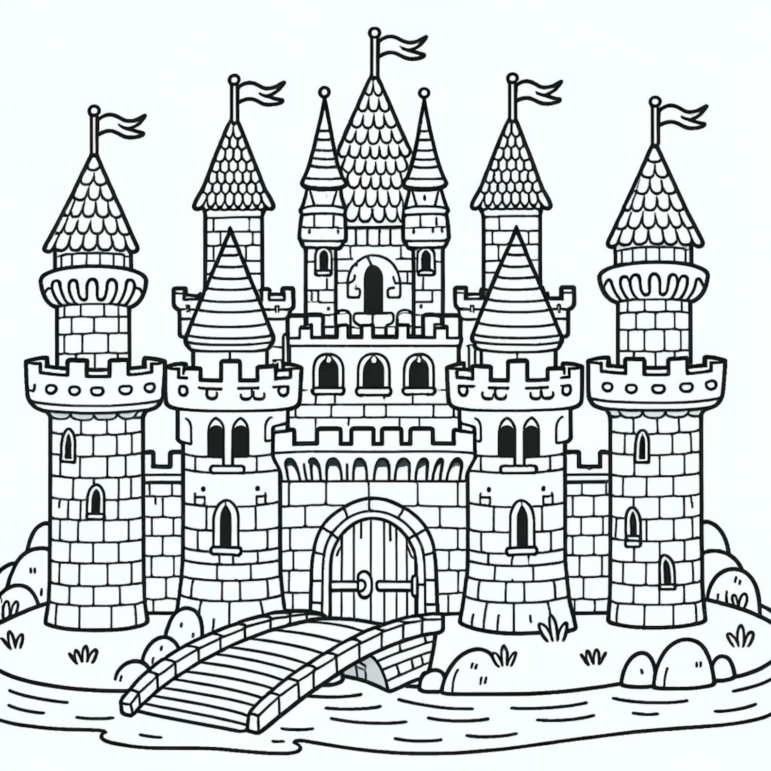 5 Castle Coloring Pages, Fantasy Castle Coloring, Adult Coloring, Kids ...