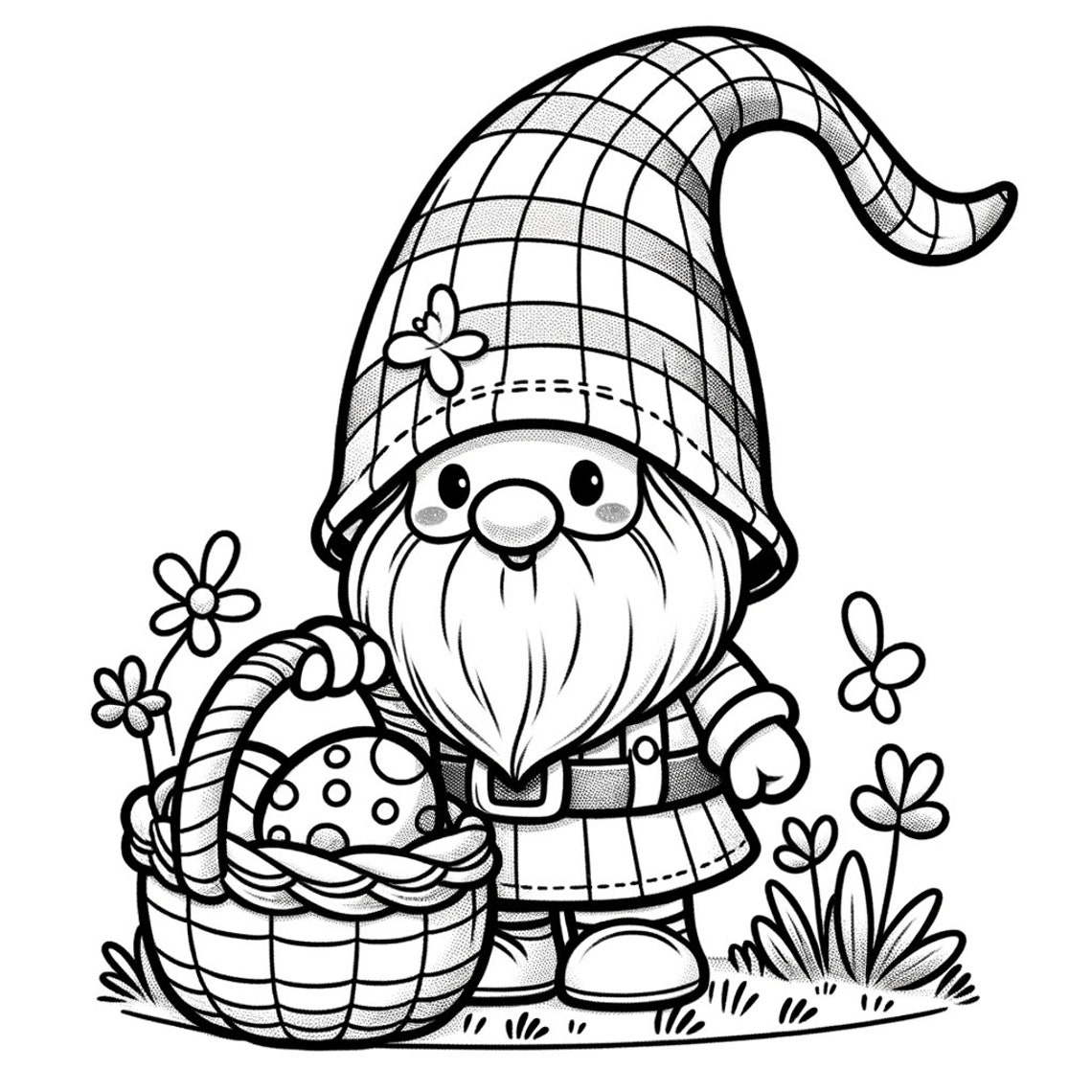 10 Easter Gnome Coloring Pages, Easter Gnome Coloring Bundle, Gnome ...