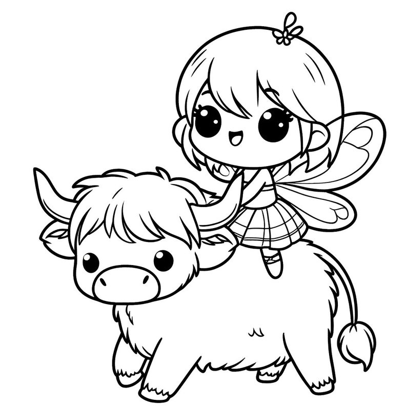 20 Fairy With Highland Cow Coloring Pages, Highland Cow Coloring Pages ...