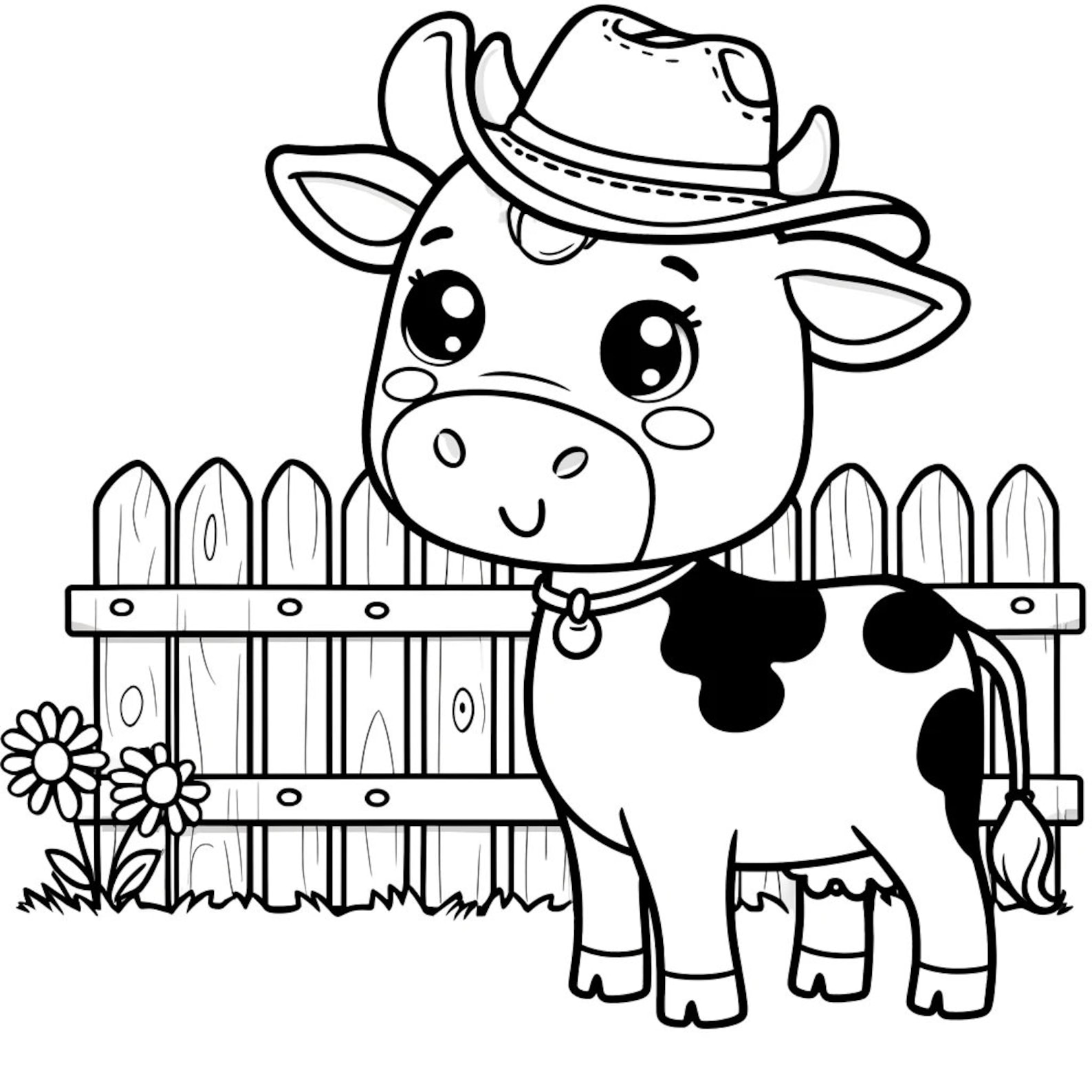 10 Cow Coloring Page- Animal Coloring Page, Farm Coloring Pages Digital ...