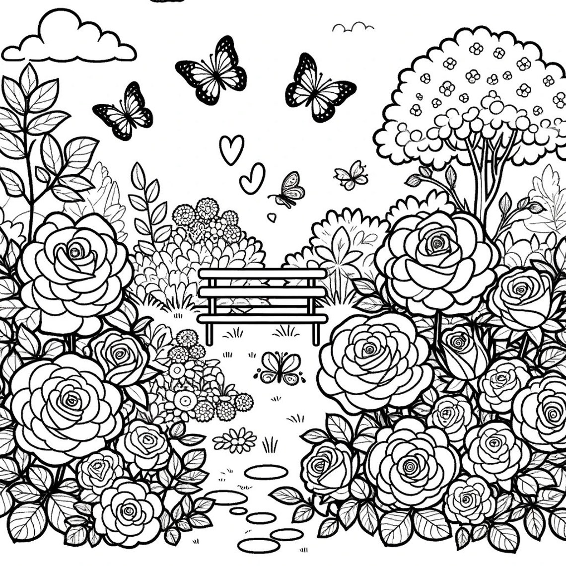 5 Rose Coloring Pages, Valentines Day Coloring, Flower Coloring Page ...