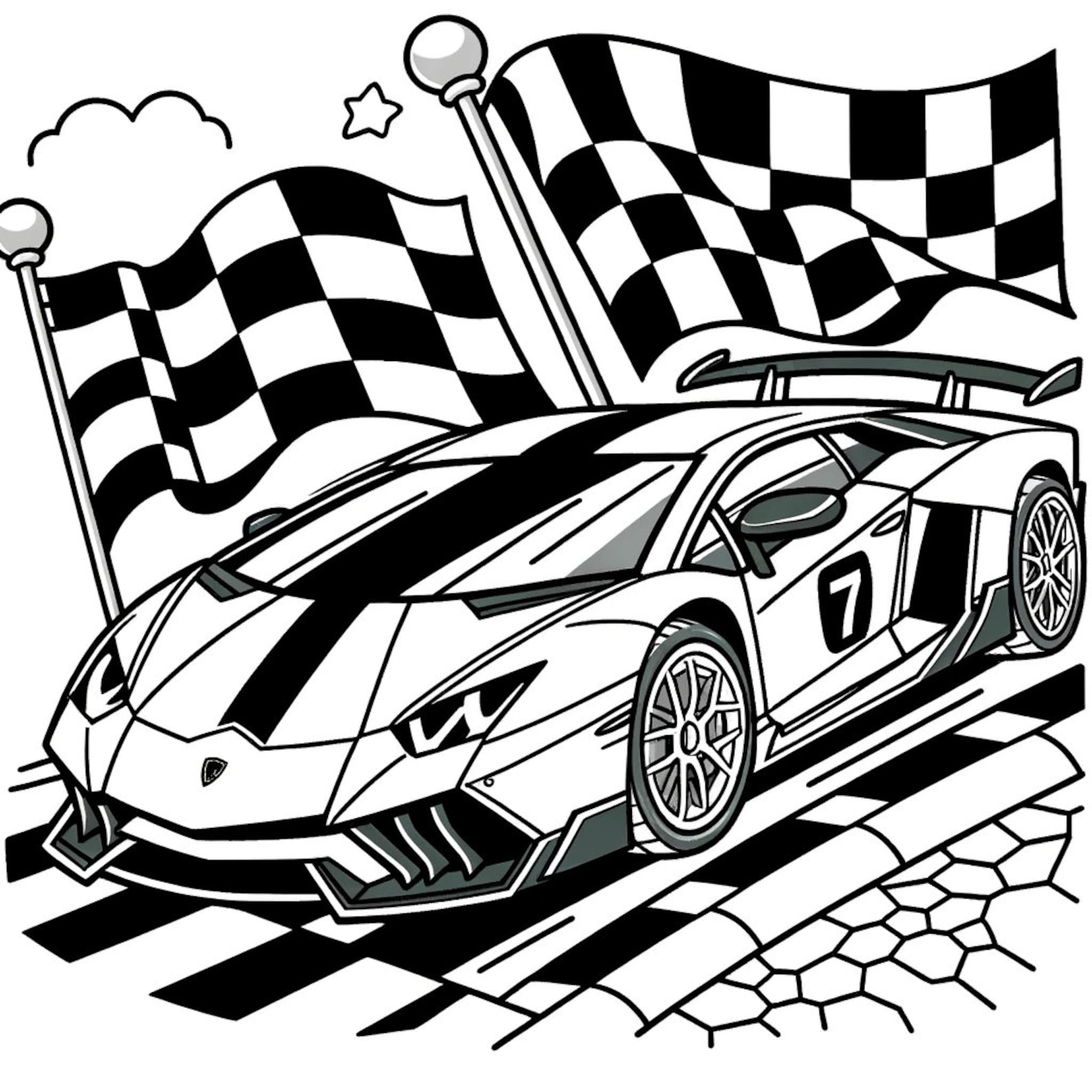 5 Car Coloring Pages, Car Coloring Pages, Cool Car Coloring Pages. - Etsy