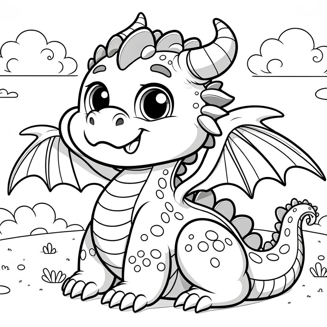 5 Baby Dragon Coloring Pages, Dragon Coloring Pages, Cute Baby Dragon ...