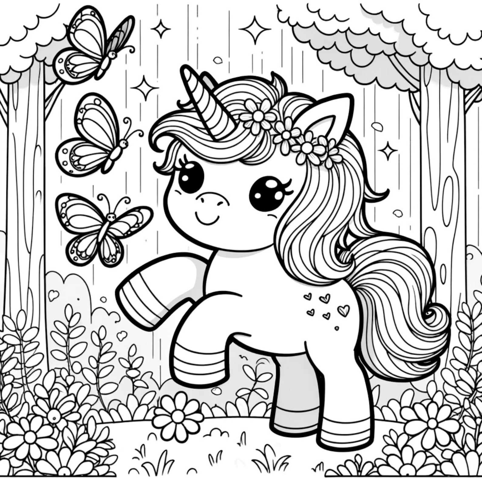 20 Cute Enchanted Unicorn Coloring Pages, Mystical Animal Coloring ...