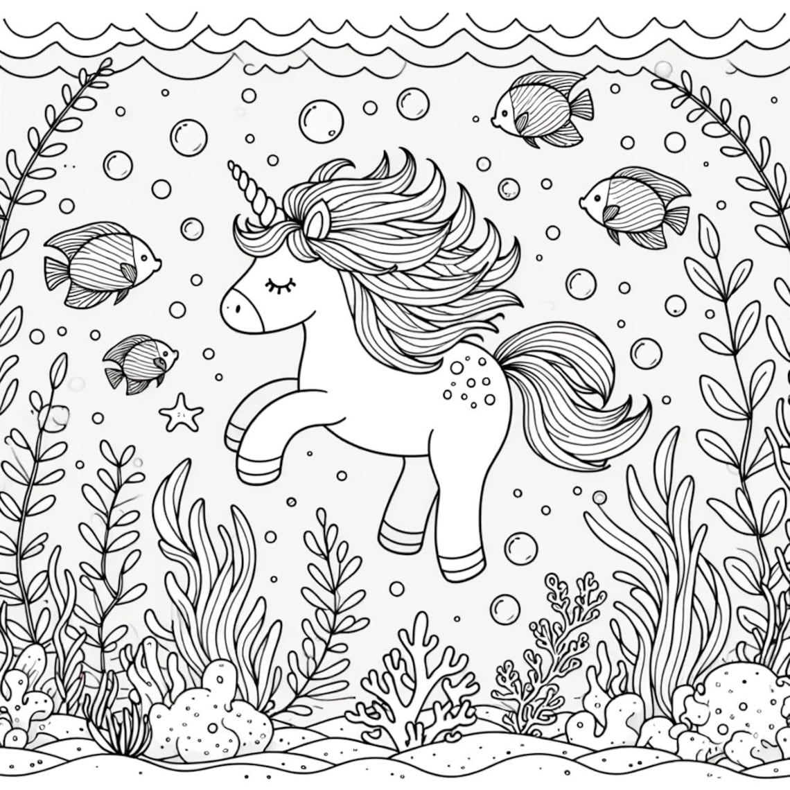 20 Cute Enchanted Unicorn Coloring Pages, Mystical Animal Coloring ...