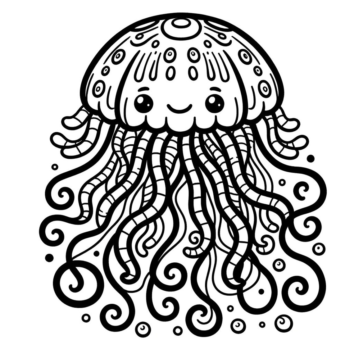 5 Cute Jellyfish Coloring Pages, Marine Life Coloring, Jellyfish ...