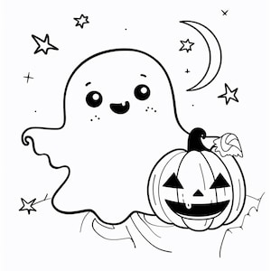 5 Cute Halloween Coloring Pages, Halloween Coloring, Pumpkin Coloring ...