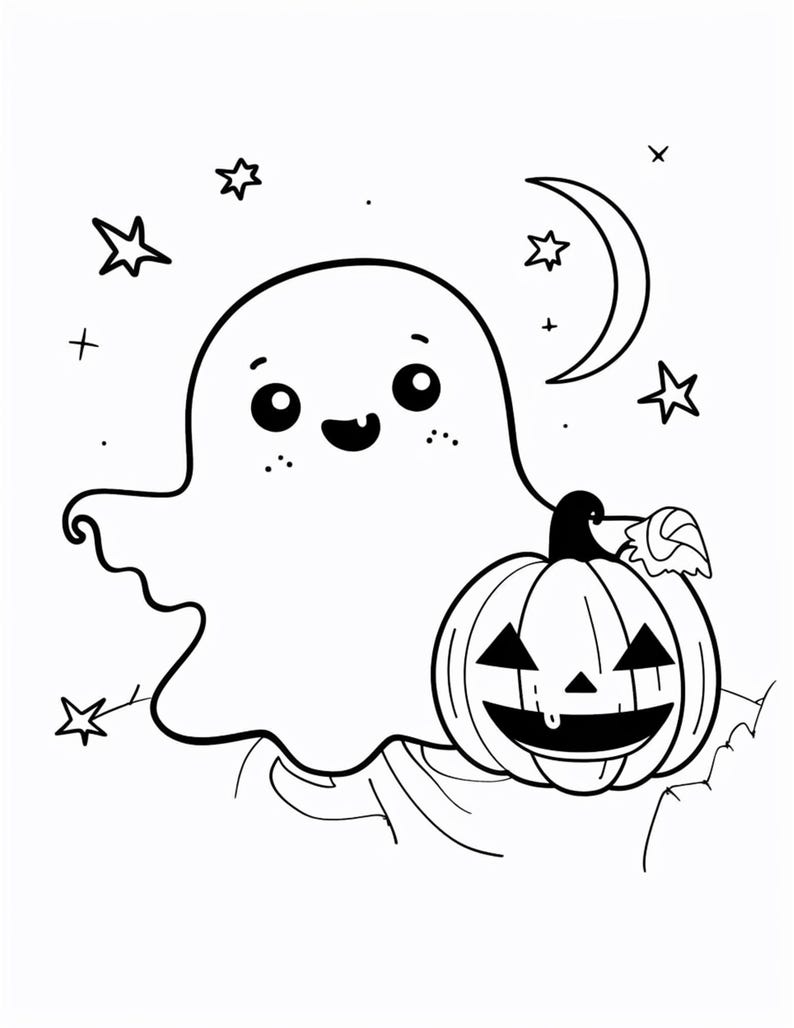 5 Cute Halloween Coloring Pages, Halloween Coloring, Pumpkin Coloring ...