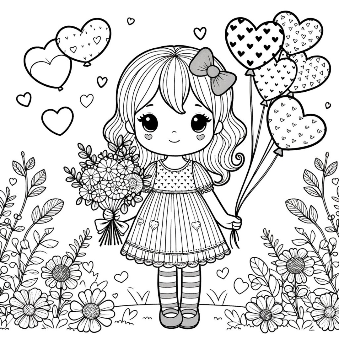 5 Valentines Day Coloring Pages, 5 Cute Love Coloring Pages, Cute Kids ...