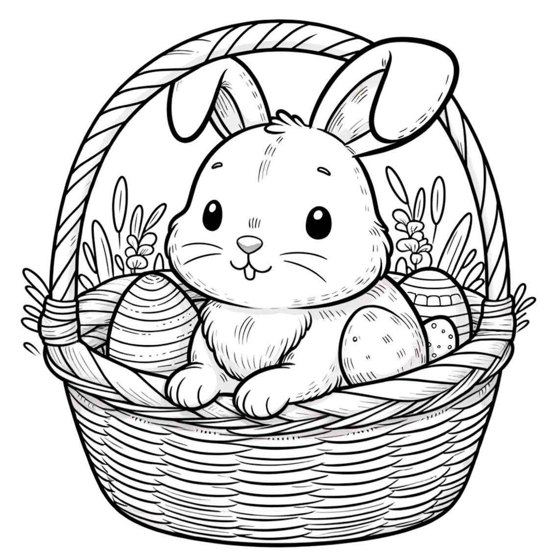 5 Easter Coloring Pages, Easter Coloring Bundle, Easter Bunny Coloring ...