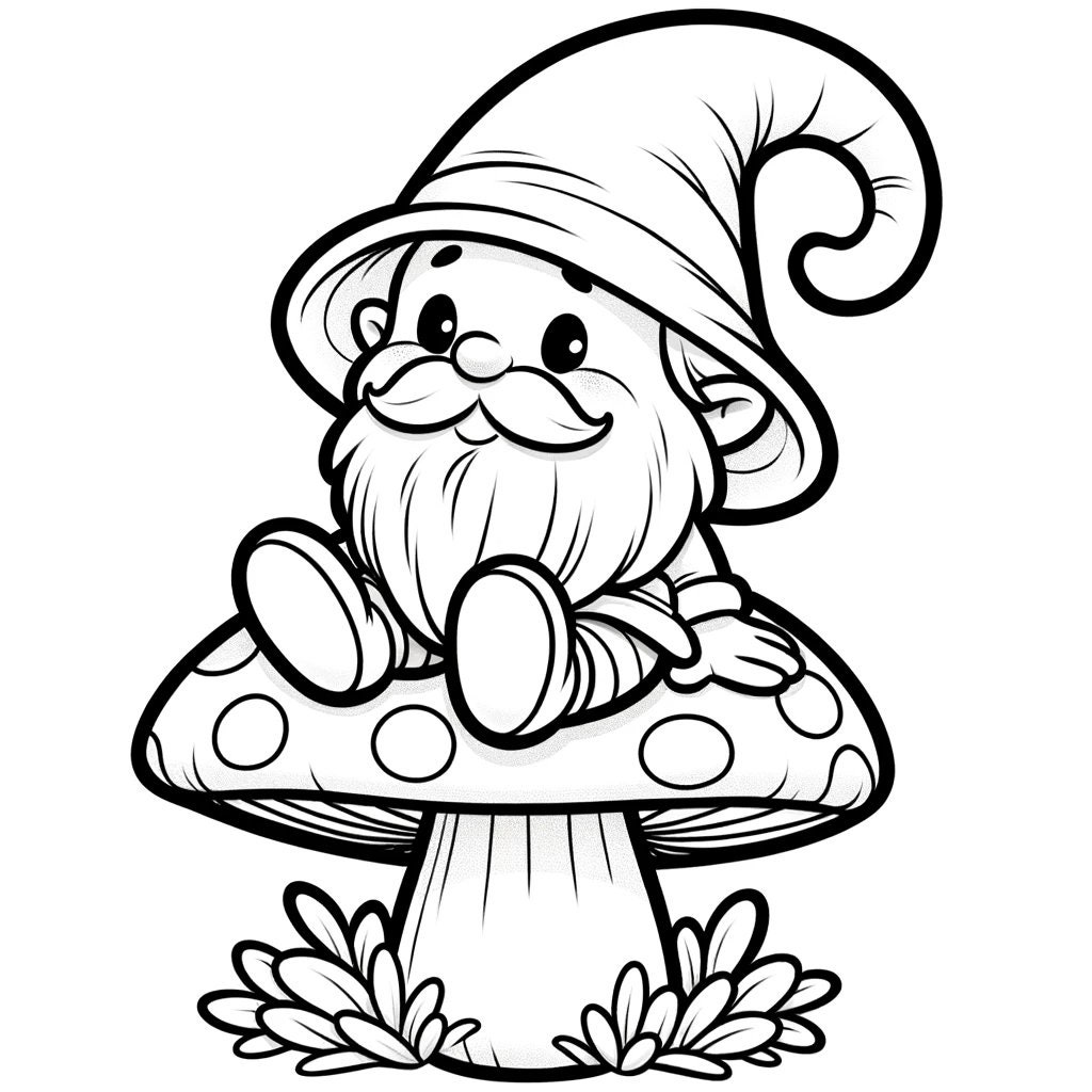 30 Gnome Coloring Pages, Enchanted Gnome Coloring Page, Fantasy Gnome Coloring - Etsy