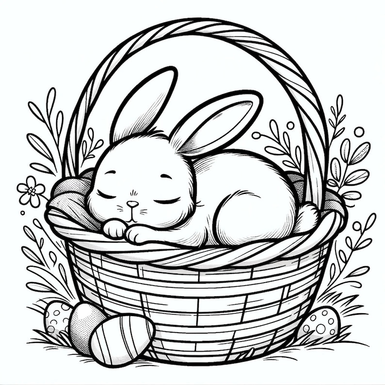 5 Easter Coloring Pages, Easter Coloring Bundle, Easter Bunny Coloring ...
