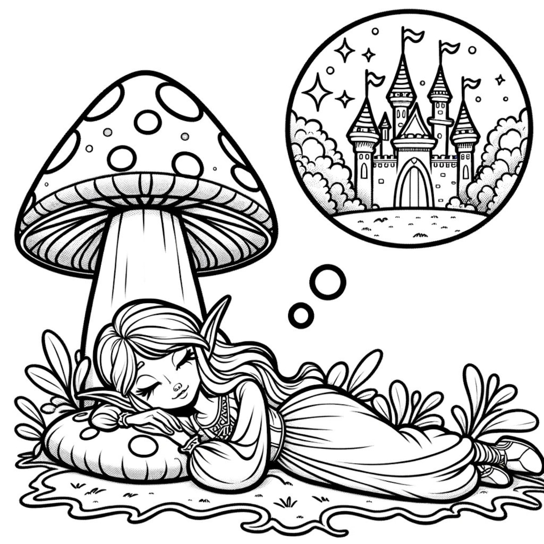 15 Cute Elf Coloring Pages, Elf Coloring, Forest Elf Coloring, Mushroom ...
