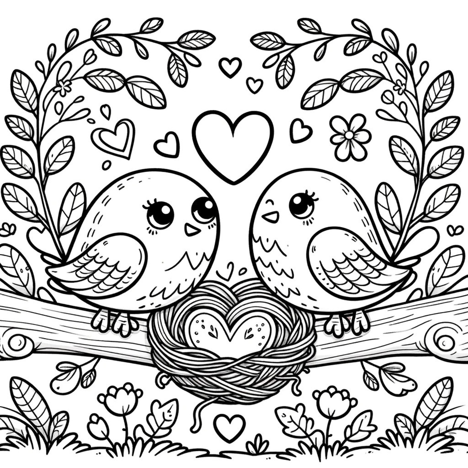 5 Valentines Day Coloring Pages, 5 Cute Love Coloring Pages, Cute Kids ...