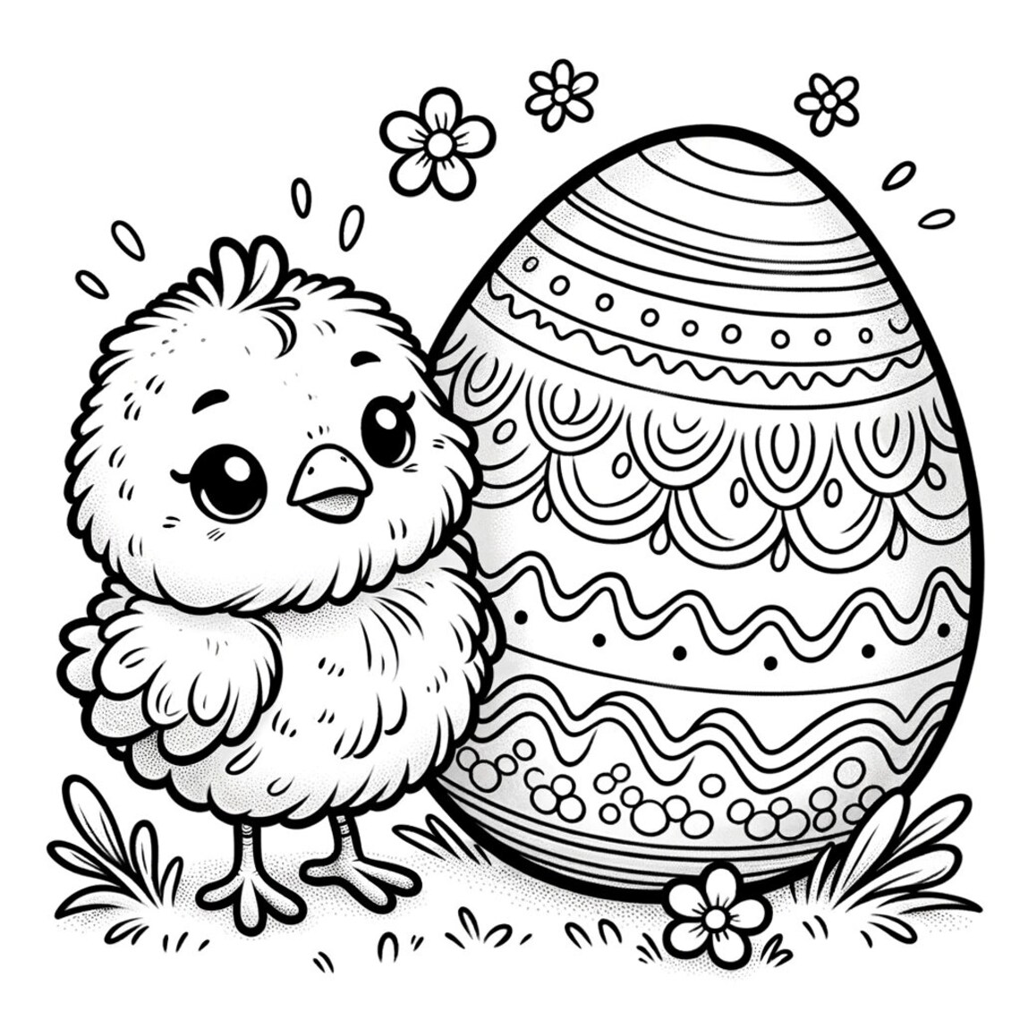 5 Easter Egg Coloring Pages, Easter Coloring Bundle, Easter Chick ...