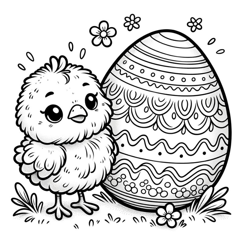 5 Easter Egg Coloring Pages, Easter Coloring Bundle, Easter Chick ...