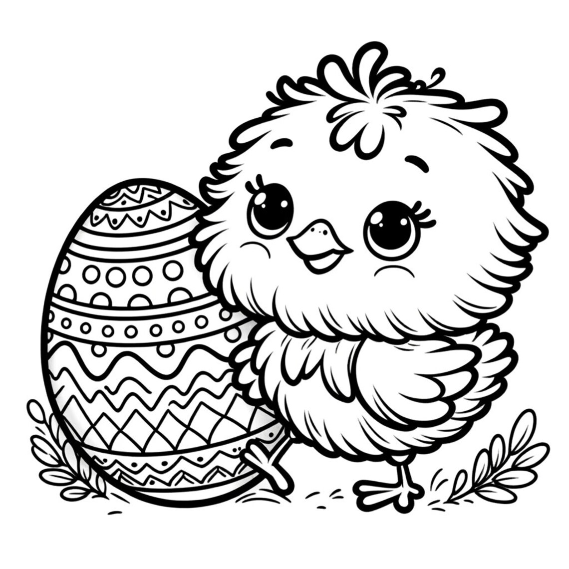 5 Easter Egg Coloring Pages, Easter Coloring Bundle, Easter Chick ...