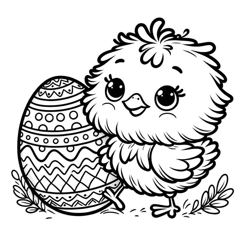 5 Easter Egg Coloring Pages, Easter Coloring Bundle, Easter Chick ...