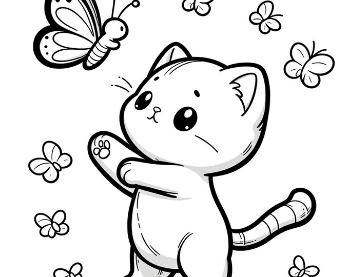 Coloring Page, for Child, Baby Cat - Etsy