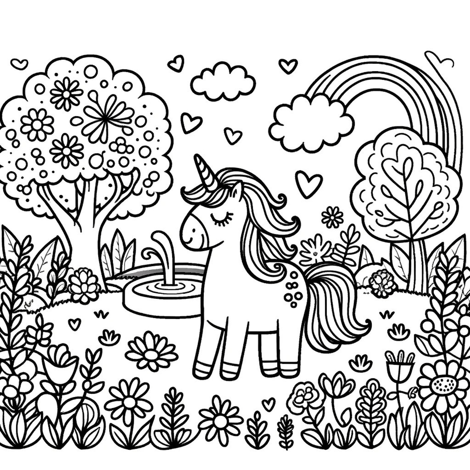 5 Cute Enchanted Unicorn Coloring Pages, Mystical Animal Coloring ...