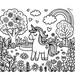 5 Cute Enchanted Unicorn Coloring Pages, Mystical Animal Coloring ...