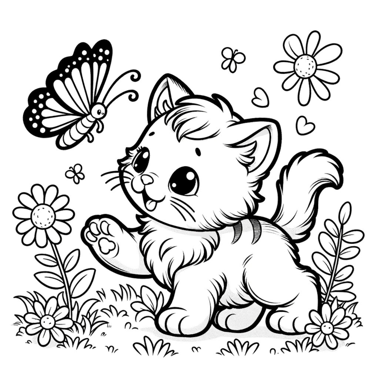 5 Cute Kitten Coloring Pages, Cute Cat Coloring Pages, Cat Coloring ...