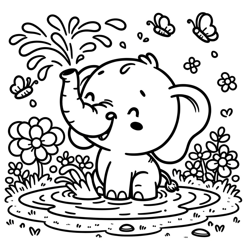 5 Cute Elephant Coloring Page - Kids Animal Coloring Page, Elephant ...