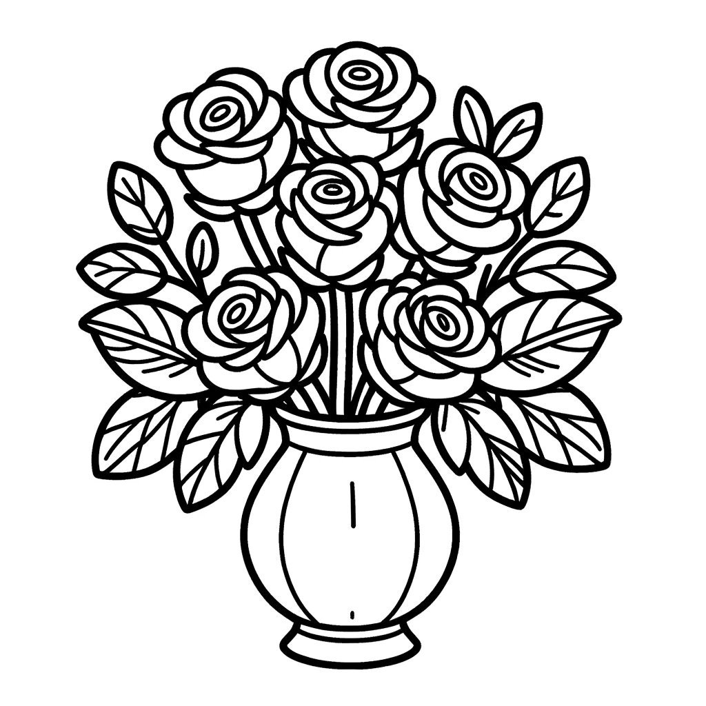 30 Rose Coloring Pages, Valentines Day Coloring, Flower Coloring Page ...