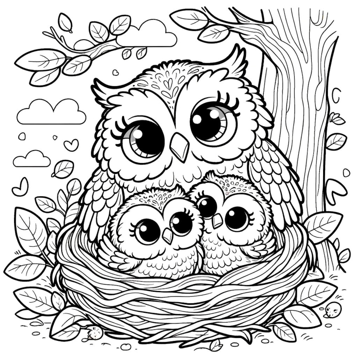 5 Owl Coloring Page, Whimsical Owl, Owl Art, Animal Coloring, Fantasy ...