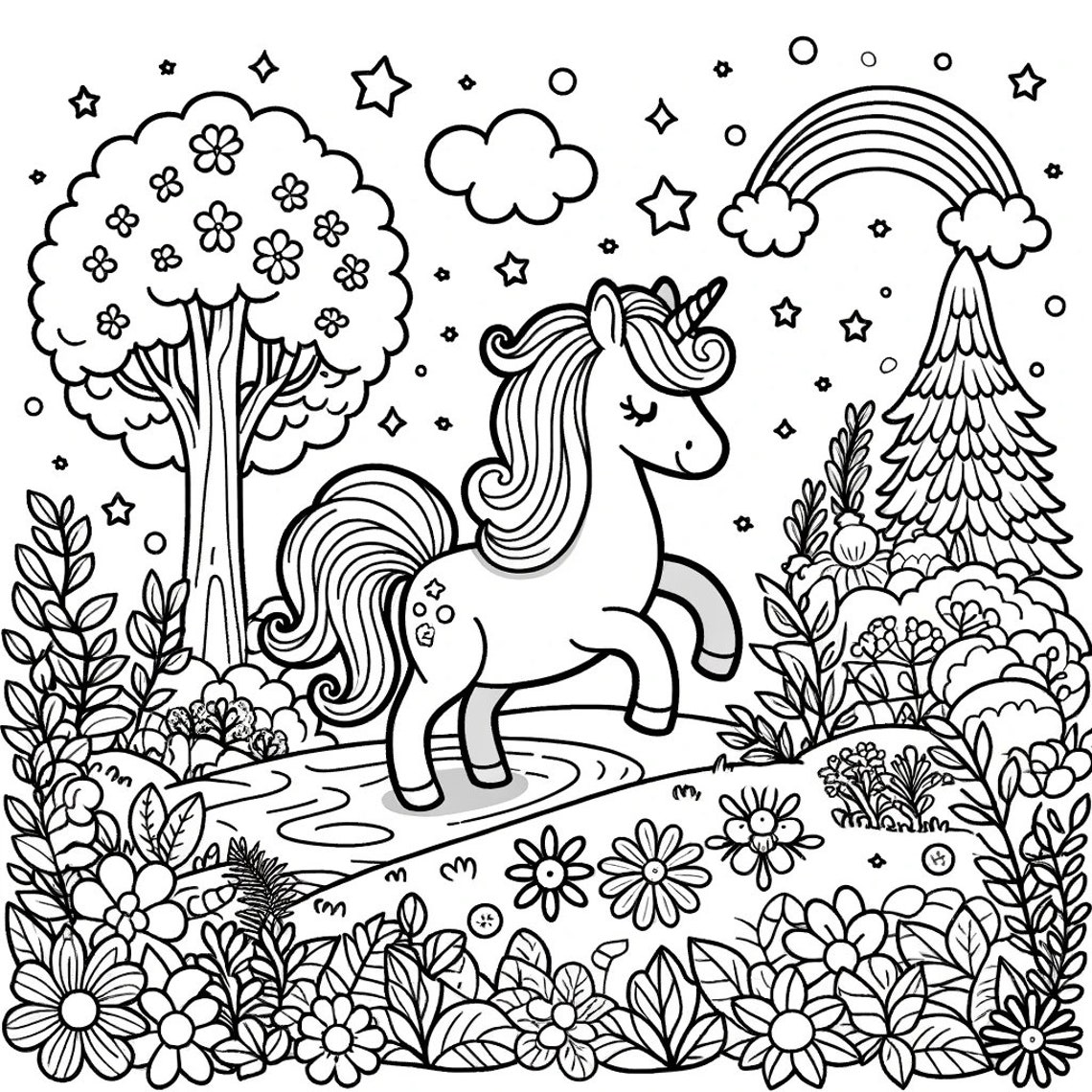 5 Cute Enchanted Unicorn Coloring Pages, Mystical Animal Coloring ...