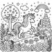 5 Cute Enchanted Unicorn Coloring Pages, Mystical Animal Coloring ...